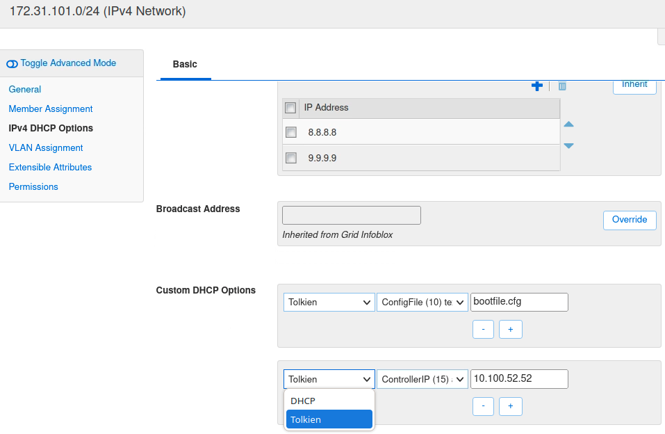 3532 - Configuring DHCP option space and filter in NIOS